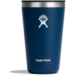 Thermobecher Hydro Flask "16 OZ All Around Tumbler Press-In Lid", lila (indigo), H:14,4cm &Oslash;:8,7cm, Edelstahl, Trinkgef&auml;&szlig;e, Thermobecher, Kompatibel mit Trinkhalmdeckel und verschlie&szlig;baren Eindr&uuml;ckdeckel