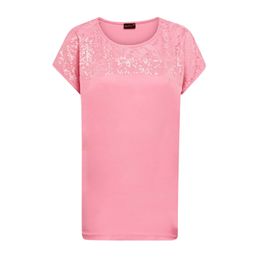 Hemdbluse GOLDNER "Pflegeleichte Bluse mit 3/4-Arm", Damen, Gr. 44, rosa (pink, rot, gemustert), Obermaterial: 100% Polyester PES., Manschette, Blusen Hemdbluse, Mit offenem Kragen