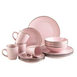 M&auml;ser Kombiservice M&Auml;SER "Metallic Rim", rosa, 16, Geschirr-Sets, Kombiservice