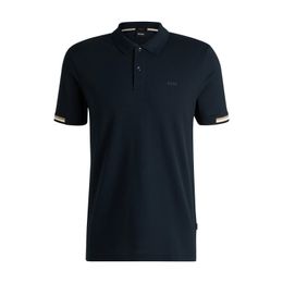 Poloshirt BOSS "Parlay 147", Herren, Gr. XL, dunkelblau 404, Jersey, Obermaterial: 100% Baumwolle, unifarben, regular fit normal, B&uuml;ndchen, Shirts Poloshirt
