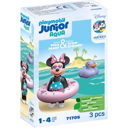 Konstruktions-Spielset Playmobil "Minnies Strandausflug (71706), JUNIOR & Disney", bunt, Spielbausteine, Baby, Kunststoff, Konstruktions-Spielset, Made in Europe