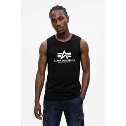 Muscleshirt Alpha Industries "Basic Logo Sleeveless Shirt", Herren, Gr. L, schwarz, Single Jersey, Obermaterial: 100% Baumwolle, bedruckt, regular fit normal, Rundhals, Shirts Muscleshirt