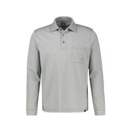 Poloshirt Lerros "Langarm Polo mit Brusttasche in Grossen Gr&ouml;ssen", Herren, Gr. 5XL, basalt grau, 52% Baumwolle, 48% Polyester, ohne Ausschnitt, Shirts Poloshirt
