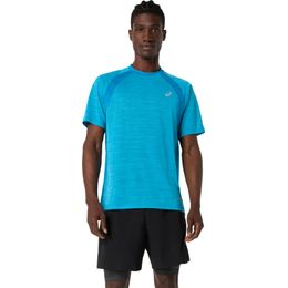 Laufshirt asics "ROAD SS TOP", Herren, Gr. L, aegean blau, Obermaterial: 100% Polyester, Shirts Laufshirt