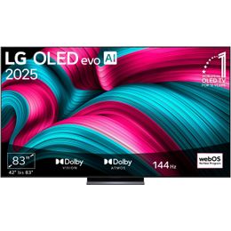 LG OLED-Fernseher "OLED83C5ELA", Energieeffizienz: F, grau (grau, schwarz), 83, Fernseher, OLED-Fernseher