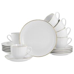 Kaffeeservice Creatable "Allegra Goldband, Service 18-tlg.", goldfarben, 18, Porzellan, Geschirr-Sets, Kaffeeservice, Klassisch, Elegant, Von Hand gemalter Goldrand