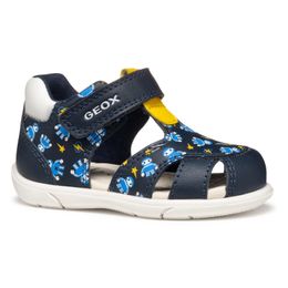 Lauflernschuh Geox "B SANDAL ZAPITO BOY", Jungen, Gr. 25, blau (navy, gelb), Synthetik, Schuhe Lauflernschuh, Babyschuh, Sandale, Klettschuh mit s&uuml;&szlig;em Roboter Motiven
