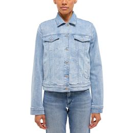 Outdoorjacke Mustang "Damen Style Santa Rosa Denim Jacket", Damen, Gr. S, hellblau, Denim/Jeans, 99% Baumwolle, 1% Elasthan, unifarben, regular fit, Jacken Outdoorjacke