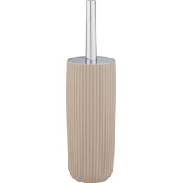 WC-Garnitur Wenko "Agropoli", beige (beige, silber, schwarz), H:36,5cm L:10cm, Kunststoff, Reinigungsb&uuml;rsten, WC-Garnitur, cremewei&szlig;, mit geschlosssener Form