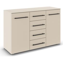 Kombikommode Rauch "Sideboard Schubladenkommode AVOLA mit Dekorfront", beige (champagner), B:120cm H:81cm T:42cm, Holzwerkstoff, Sideboards, Kombikommode, vier gro&szlig;e Schubladen und 2 T&uuml;ren, mit 4 Einlegeb&ouml;den MADE IN GERMANY