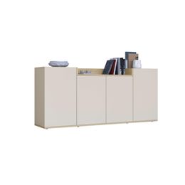 Sideboard OTTO HOME "BOLSENA, Kommode, Schrank,Lowboard mit 6 F&auml;cher und offenes Ablagefach", kaschmir, eiche chopin matt, B:160cm H:71,2cm T:35cm, Sideboards, Sideboard, stehend/h&auml;ngend montierbar, Made in Italy, B/T/H: 160 &times; 35 &times; 71,2 cm