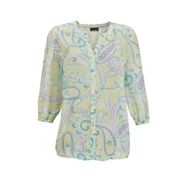 Chiffonbluse GOLDNER "Druckbluse mit Paisley-Muster", Damen, Gr. 48, gelb (gelb, gemustert), Obermaterial: 100% Viskose CV., figurumspielend, Gummibund, Blusen Chiffonbluse, Schulterpasse vorne und hinten