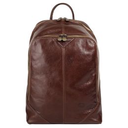 Pike Cityrucksack PIK&Eacute;, Herren, Gr. B/H/T: 41cm x 30cm x 18cm, onesize, braun, Leder, Rindsleder, beschichtet, leicht gl&auml;nzend, Rucks&auml;cke Cityrucksack, echt Leder, Made in Italy