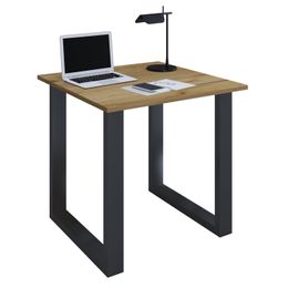 Schreibtisch Vcm "Holz Schreibtisch B&uuml;rotisch Computertisch Lona U", schwarz, honig, eiche, B:80cm T:80cm, Tische, Schreibtisch