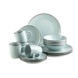 M&auml;ser Kombiservice M&Auml;SER "Metallic Rim", gr&uuml;n (mint), 16, Geschirr-Sets, Kombiservice