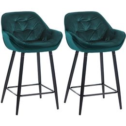 CLP 2er Set Barhocker Gibson Samt I Sitzh&ouml;he 76 cm I Tresenst&uuml;hle Mit Fu&szlig;st&uuml;tze