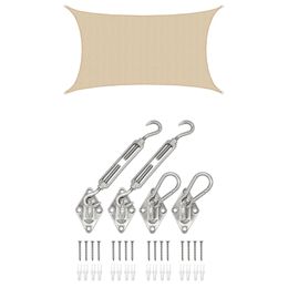 AMANKA 3x5 UV Sonnensegel Rechteckig Atmungsaktiv - Sonnenschutz Segel mit Befestigung