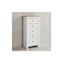 KADIMA DESIGN Eiche-Wei&szlig;es Sideboard, 5 Schubladen, Platzsparender Stauraum, Melaminharzbeschichtung