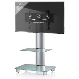 Wohnzimmertisch Vcm "TV Standfu&szlig; St&auml;nder Rack Alu Glas Rollen Blino ZW", mattglas, Sideboards, Wohnzimmertisch