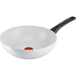 Wok Tefal "Ceramic Control Wokpfanne Induktion 28 cm", wei&szlig;, B:28,6cm H:8cm L:46,9cm &Oslash;:28cm, Pfannen, Wok, Keramikversiegelung, Thermo-Signal, alle Herdarten, C41719