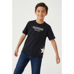 T-Shirt Converse "CNVB LG DCTP HIT GFX TEE", Jungen, Gr. 164/170 (176), schwarz, Obermaterial: 60% Baumwolle, 40% Polyester, Rundhals, Shirts T-Shirt, f&uuml;r Kinder und Jugendliche, sportlicher Stil, Kurzarmdesign
