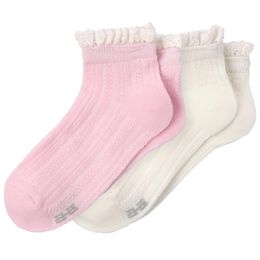 Topolino 2 Paar M&auml;dchen Sneaker-Socken mit Spitze