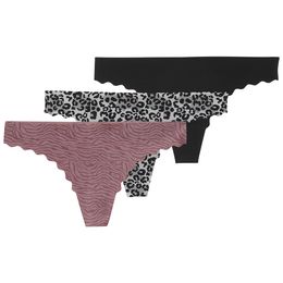Gina Benotti 3 Damen Seamless-Strings mit Wellenkante