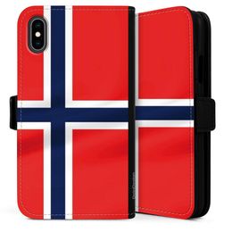 DeinDesign iPhone X Handy Klapph&uuml;lle Handyh&uuml;lle aus Kunst Leder schwarz Flip Case Flags Flag Norway Sideflip mit langer Lasche
