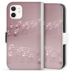 DeinDesign iPhone 12 mini Handy Klapph&uuml;lle Handyh&uuml;lle aus Kunst Leder wei&szlig; Flip Case Music Note Music Light Pink Sideflip mit Lasche