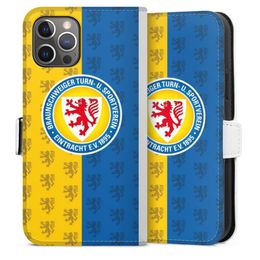 DeinDesign iPhone 12 Pro Handy Klapph&uuml;lle Handyh&uuml;lle aus Kunst Leder wei&szlig; Flip Case Logo Eintracht Braunschweig Official Licensed Product Sideflip mit Lasche