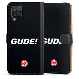 DeinDesign Galaxy A12 Handy Klapph&uuml;lle Handyh&uuml;lle aus Kunst Leder schwarz Flip Case Bundesliga Official Licensed Product Eintracht Frankfurt Sideflip mit langer 