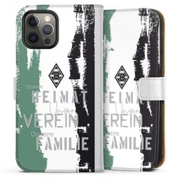 DeinDesign iPhone 12 Pro Max Handy Klapph&uuml;lle Handyh&uuml;lle aus Kunst Leder wei&szlig; Flip Case Official Licensed Product Borussia M&ouml;nchengladbach Statement Sideflip mit
