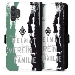 DeinDesign Galaxy A32 5G Handy Klapph&uuml;lle Handyh&uuml;lle aus Kunst Leder schwarz Flip Case Borussia M&ouml;nchengladbach Official Licensed Product Statement Sideflip mit 