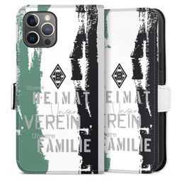 DeinDesign iPhone 12 Pro Handy Klapph&uuml;lle Handyh&uuml;lle aus Kunst Leder wei&szlig; Flip Case Official Licensed Product Borussia M&ouml;nchengladbach Statement Sideflip mit 