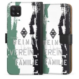 DeinDesign Galaxy A22 5G Handy Klapph&uuml;lle Handyh&uuml;lle aus Kunst Leder schwarz Flip Case Borussia M&ouml;nchengladbach Statement Official Licensed Product Sideflip mit 