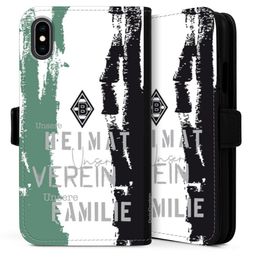 DeinDesign iPhone X Handy Klapph&uuml;lle Handyh&uuml;lle aus Kunst Leder schwarz Flip Case Borussia M&ouml;nchengladbach Official Licensed Product Statement Sideflip mit 