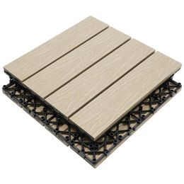 Ambia Garden Terrassenfliese Wpc, Beige, Holzwerkstoff, 30x2.1x30 cm, Global Recycled Standard (Grs), rutschfest, witterungsbest&auml;ndig, lichtunempfindlich, Gartenzubeh&ouml;r, Terrassen- & Balkonb&ouml;den, Terrassenfliesen