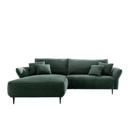 P & B Ecksofa, Dunkelgr&uuml;n, Textil, Uni, 4-Sitzer, F&uuml;llung: Schaumstoff, seitenverkehrt montierbar, L-Form, 264-302x178 cm, Made in EU, R&uuml;cken echt, Armteil links, rechts, Wohnzimmer, Sofas & Couches, Wohnlandschaften, Ecksofas