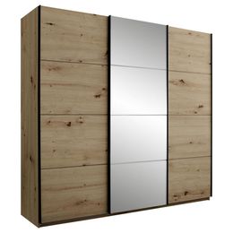 Boxxx Schwebet&uuml;renschrank, Eiche Artisan, Holzwerkstoff, 5 F&auml;cher, 215x204x60 cm, Schrankfront mit Spiegel, Schlafzimmer, Kleiderschr&auml;nke, Kleiderschr&auml;nke mit Spiegel