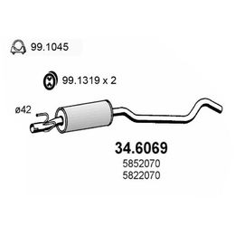 Asso Mittelschalld&auml;mpfer 346069 f&uuml;r Opel Vaughall