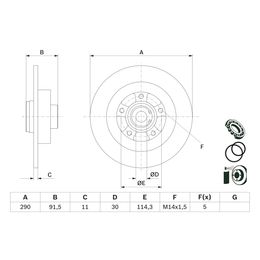 Bosch Bremsscheibe 0986479f24 voll 290mm 11mm f&uuml;r DACIA