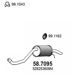Asso Endschalld&auml;mpfer 58.7095 f&uuml;r VW AUDI 5Z6253025D 5Z6253609C 5Z6253609M