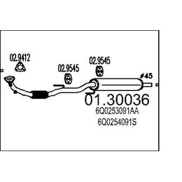 MTS MARKENTECHNIKSERVICEGMBH & CO. KG MTS Vorschalld&auml;mpfer 01.30036 f&uuml;r SKODA 6Q0253091AA 6Q0254091S