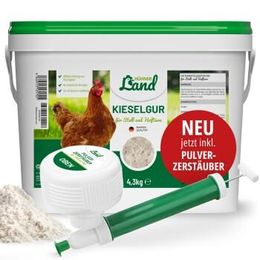 H&Uuml;HNER Land Kieselgur f&uuml;r H&uuml;hner 4,3kg INKLUSIVE Pulverzerst&auml;uber