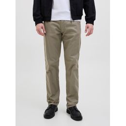 Jack & Jones Stoffhose JACK & JONES "JPSTKANE HYBRID BONDI JOGGER SN", Herren, Gr. S, N-Gr, gr&uuml;n (dusty olive), Web, Obermaterial: 80% Baumwolle, 20% Leinen, unifarben, relaxed fit kn&ouml;chellang, Hosen Stoffhose