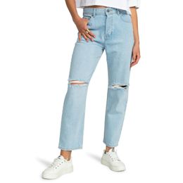 Straight-Jeans Roxy "Fresh Way Mid", Damen, Gr. 26 (XS), blau (light blau), Obermaterial:100% Walkfrottier;, Jeans Straight-Jeans