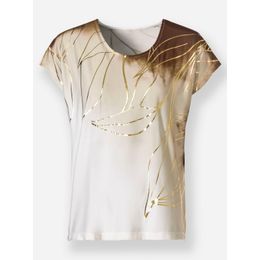 WITT Damen Print-Shirt mit Foliendruck, sand-goldfarben-bedruckt, Gr&ouml;&szlig;e 44