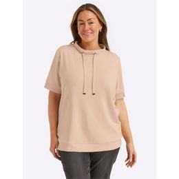 sheego Gro&szlig;e Gr&ouml;&szlig;en Stehkragenshirt in weichem Material, elfenbein, Gr&ouml;&szlig;e 44 - Damen