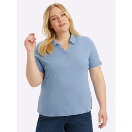 sheego Gro&szlig;e Gr&ouml;&szlig;en Poloshirt mit Zierriegel, bleu, Gr&ouml;&szlig;e 54 - Damen