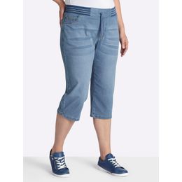 sheego Gro&szlig;e Gr&ouml;&szlig;en Caprijeans mit Rundum-Dehnbund, blue-bleached, Gr&ouml;&szlig;e 50 - Damen